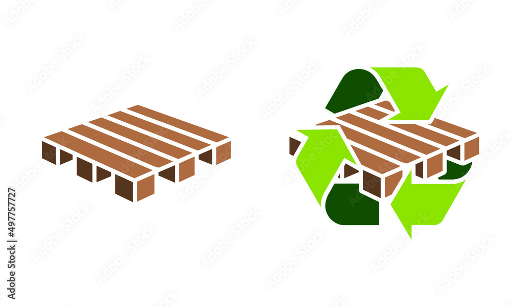 Pallet icon vector illustration, and recycle symbol logo. Stock Vector ...