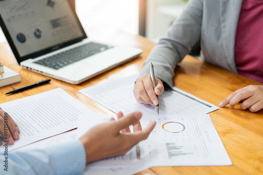 Business negotiation concept the business agent sharing his idea to his ...