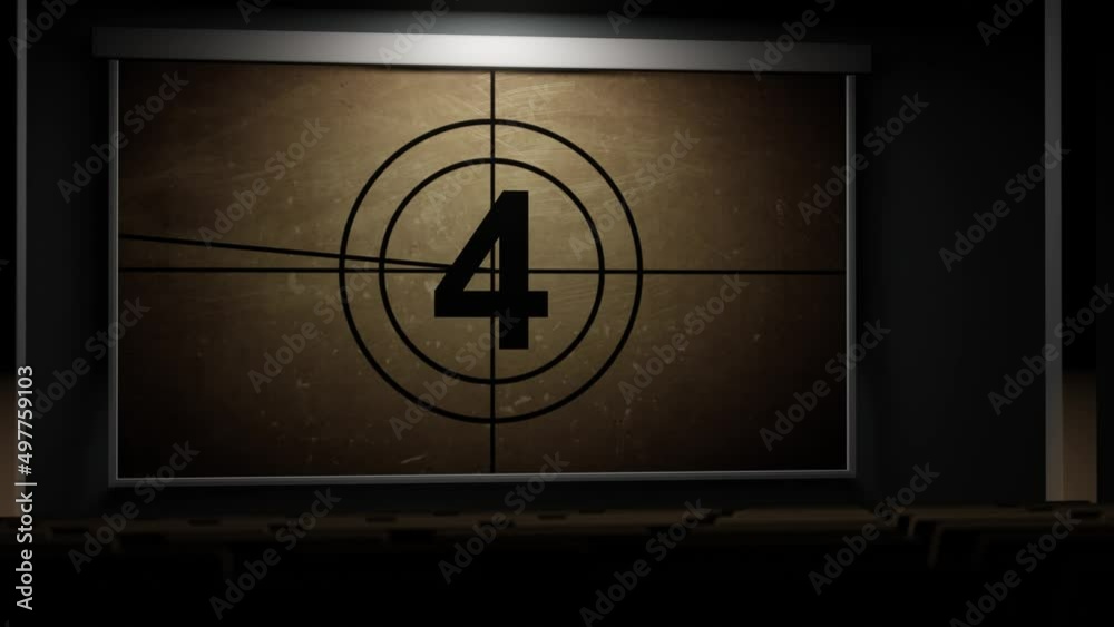Movie theater countdown screen changing to green screen and camera ...