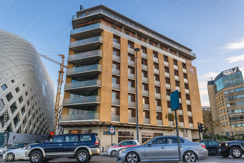 Beirut, Lebanon - March 5, 2020: Hotel Hilton Beirut Downtown hotel and ...