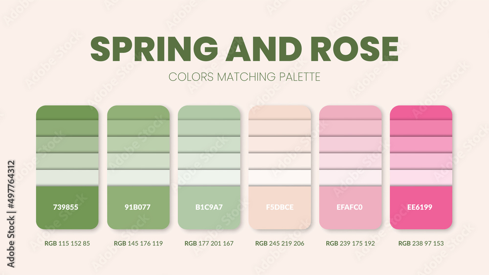 Vetor de Spring rose color palettes or color schemes are trends ...
