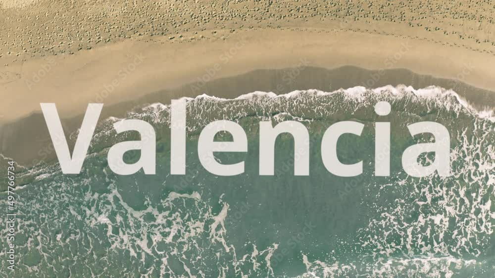 Valencia word being revealed with the shadow of a flying airplane on ...