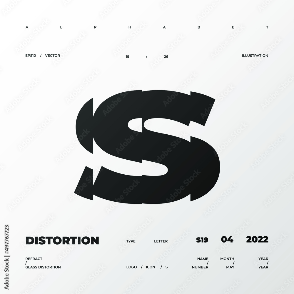 Refraction and Distortion letter. Glass Effect minimal illustration ...