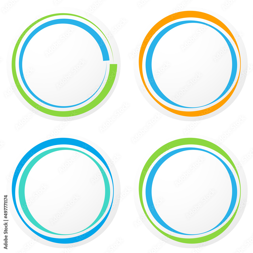 Colorful circle, circular badge, label, tag and button shape with blank ...