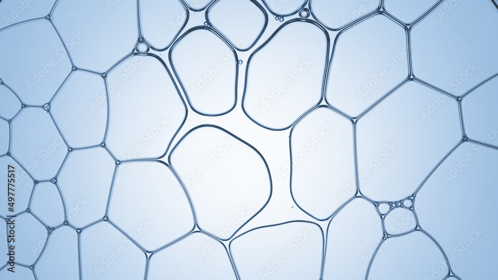 Transparent liquid flows between different sized clear bubbles ...