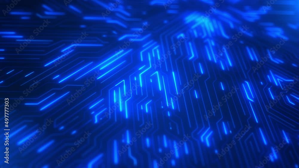 Futuristic Technology Computer processor connections and signals CPU Circuit Background. 3D ...