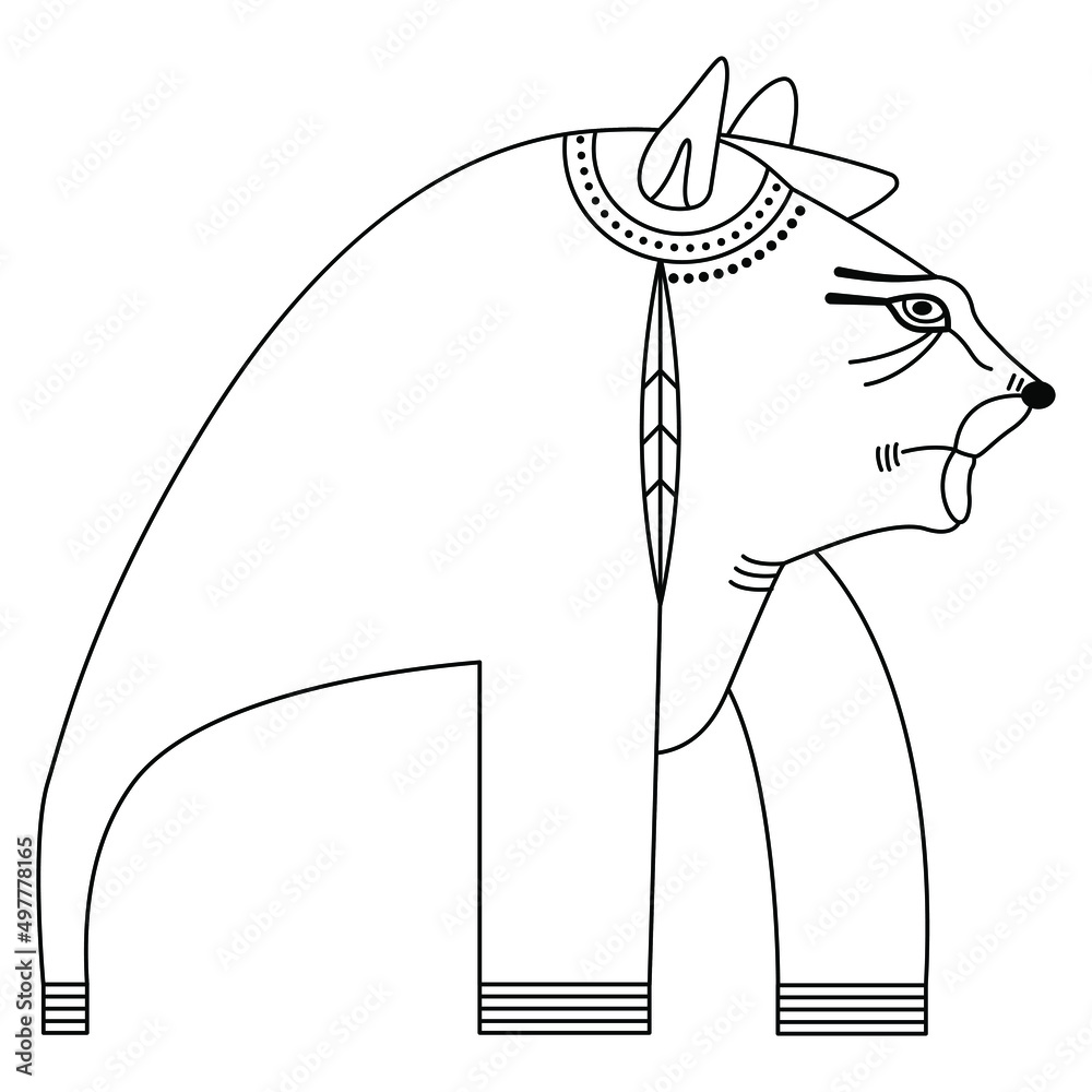 Goddess Tefnut. Ancient Egyptian mythology. Woman with lioness head ...