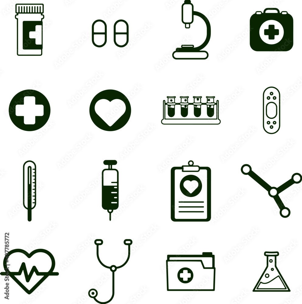 Various medical equipment vector icons Stock Vector | Adobe Stock