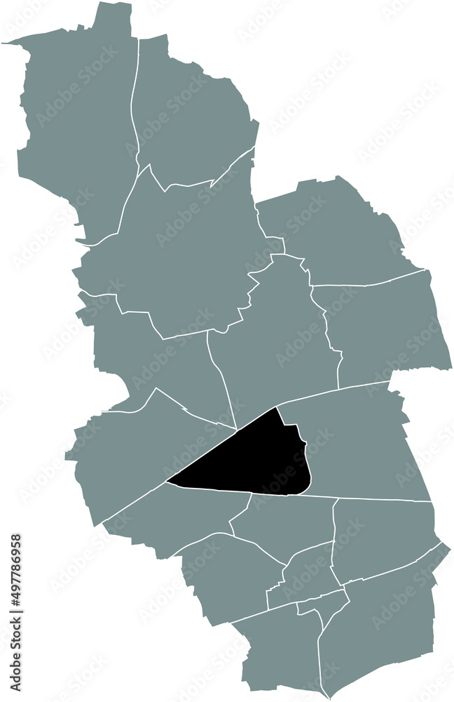 Black flat blank highlighted location map of the SCHALKE-NORD DISTRICT ...