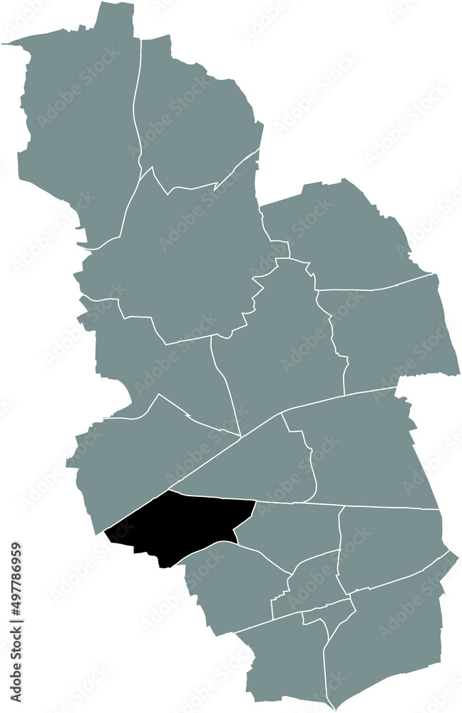 Black flat blank highlighted location map of the HEßLER DISTRICT inside ...
