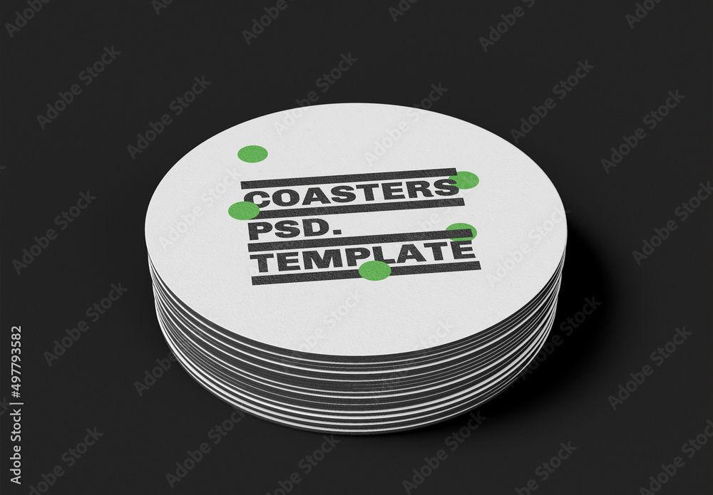 3D Set of Circular Coasters Mockup Stock Template | Adobe Stock