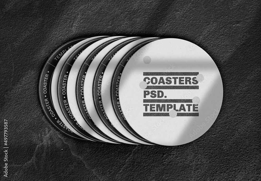3D Round Coasters Mockup Stock Template | Adobe Stock