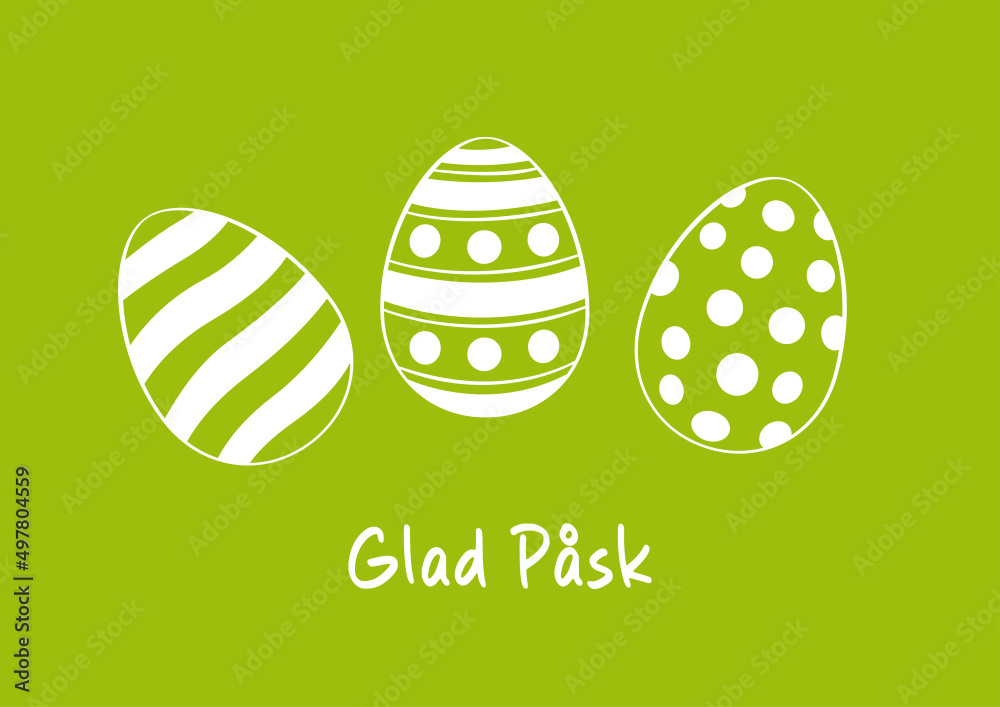 Swedish text Glad Påsk. Happy Easter vector lettering with easter eggs ...