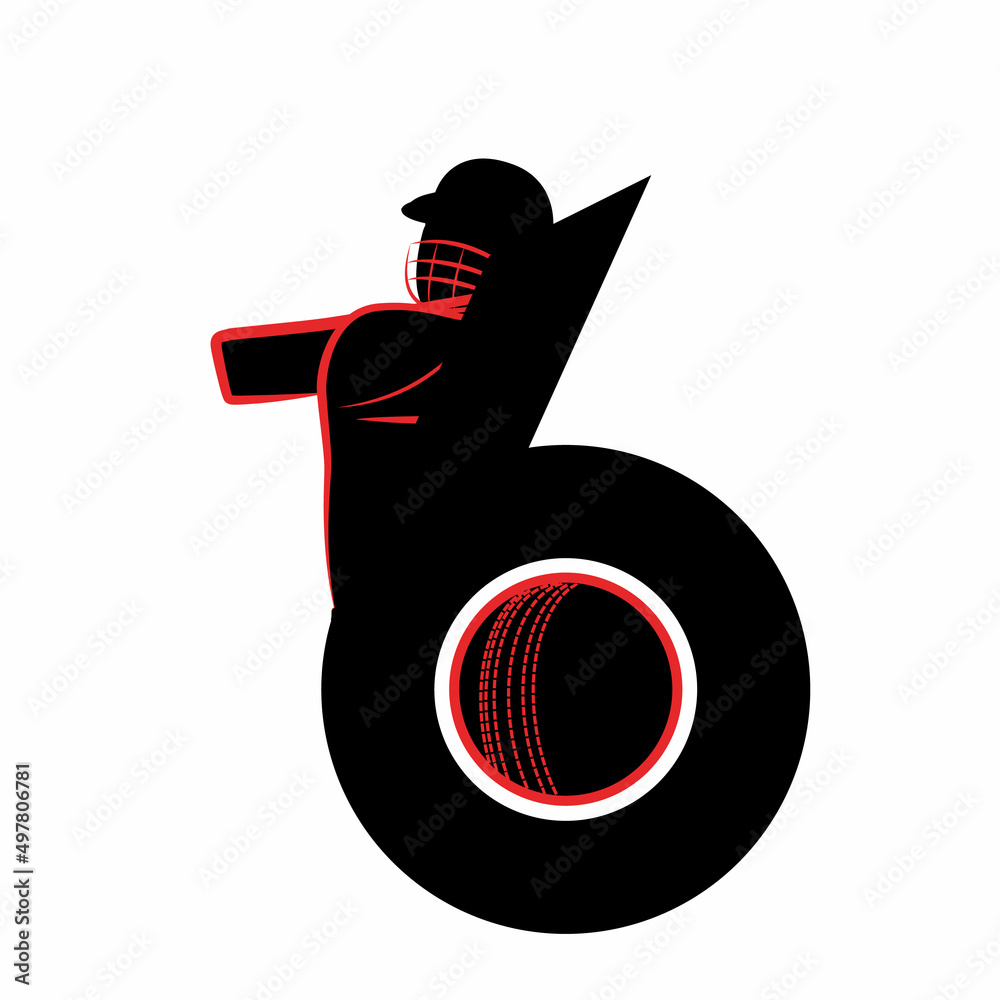 Stockvector Modern 6 Number with Cricket Sports Logo Template Design ...