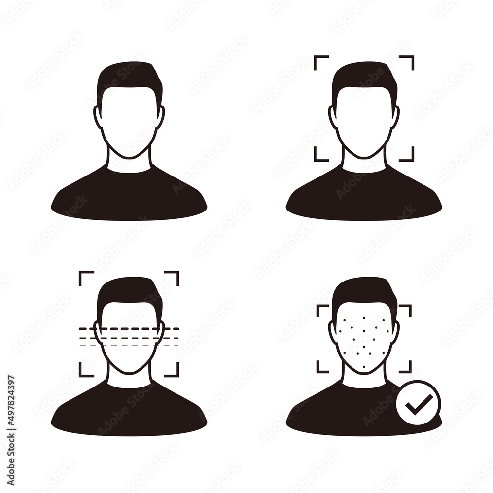 Face ID, facial Recognition System concept icons, biometric ...