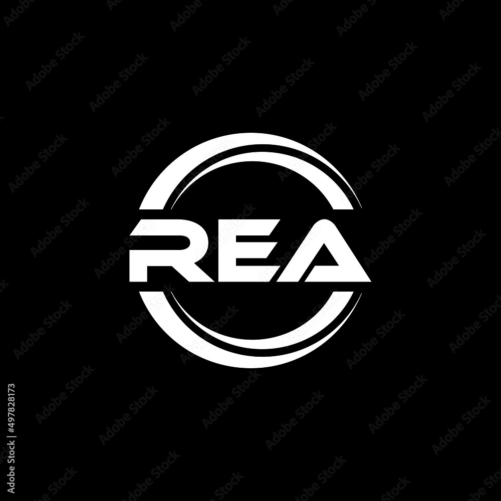 REA letter logo design with black background in illustrator, vector ...