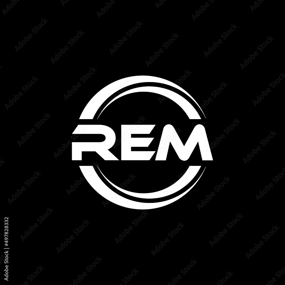 REM letter logo design with black background in illustrator, vector ...