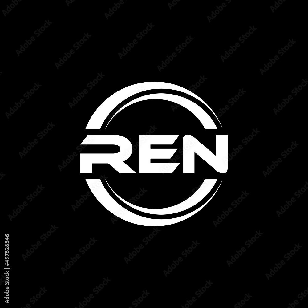 REN letter logo design with black background in illustrator, vector ...