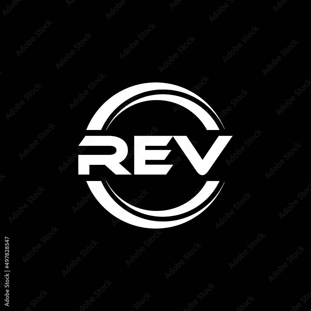 REV letter logo design with black background in illustrator, vector ...