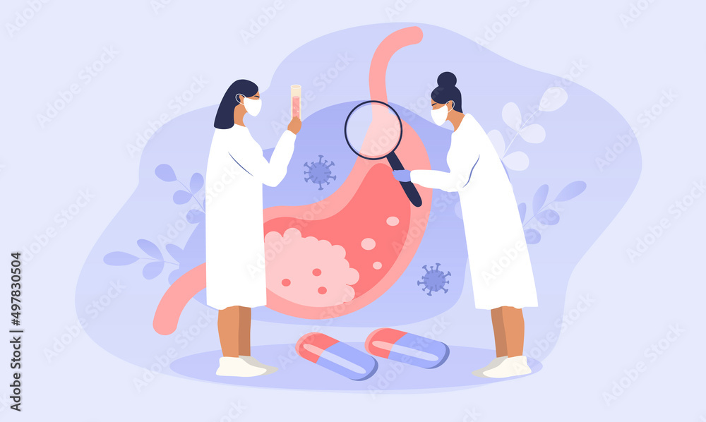 vector illustration in a flat style on the theme of gastroenterology ...