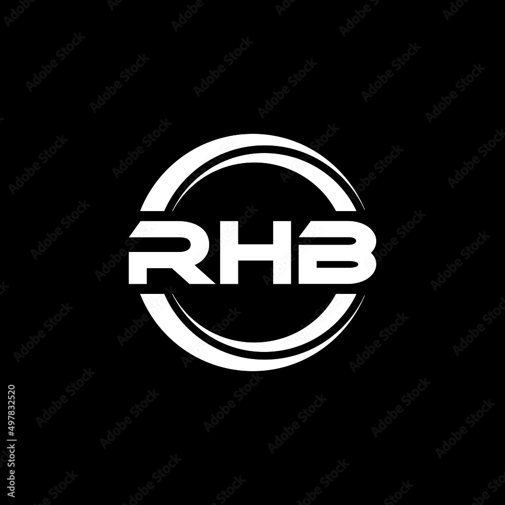 RHB letter logo design with black background in illustrator, vector ...