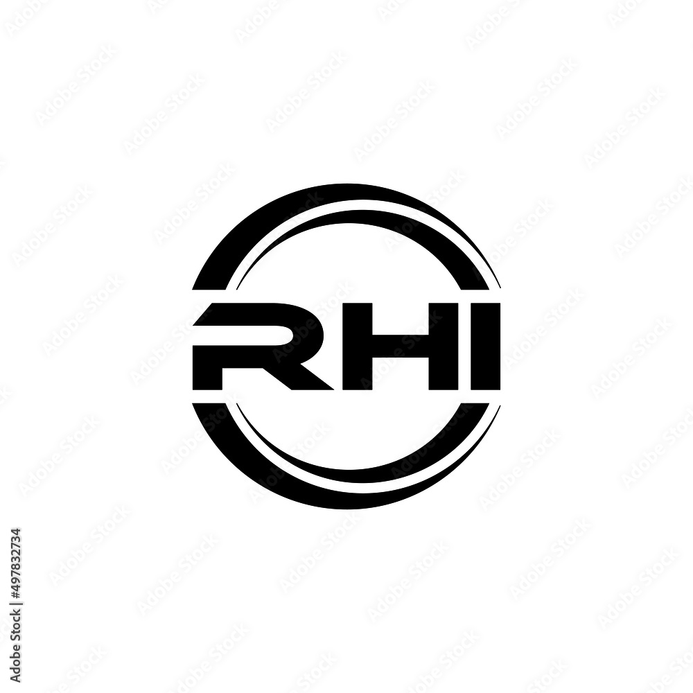 RHI letter logo design with white background in illustrator, vector ...