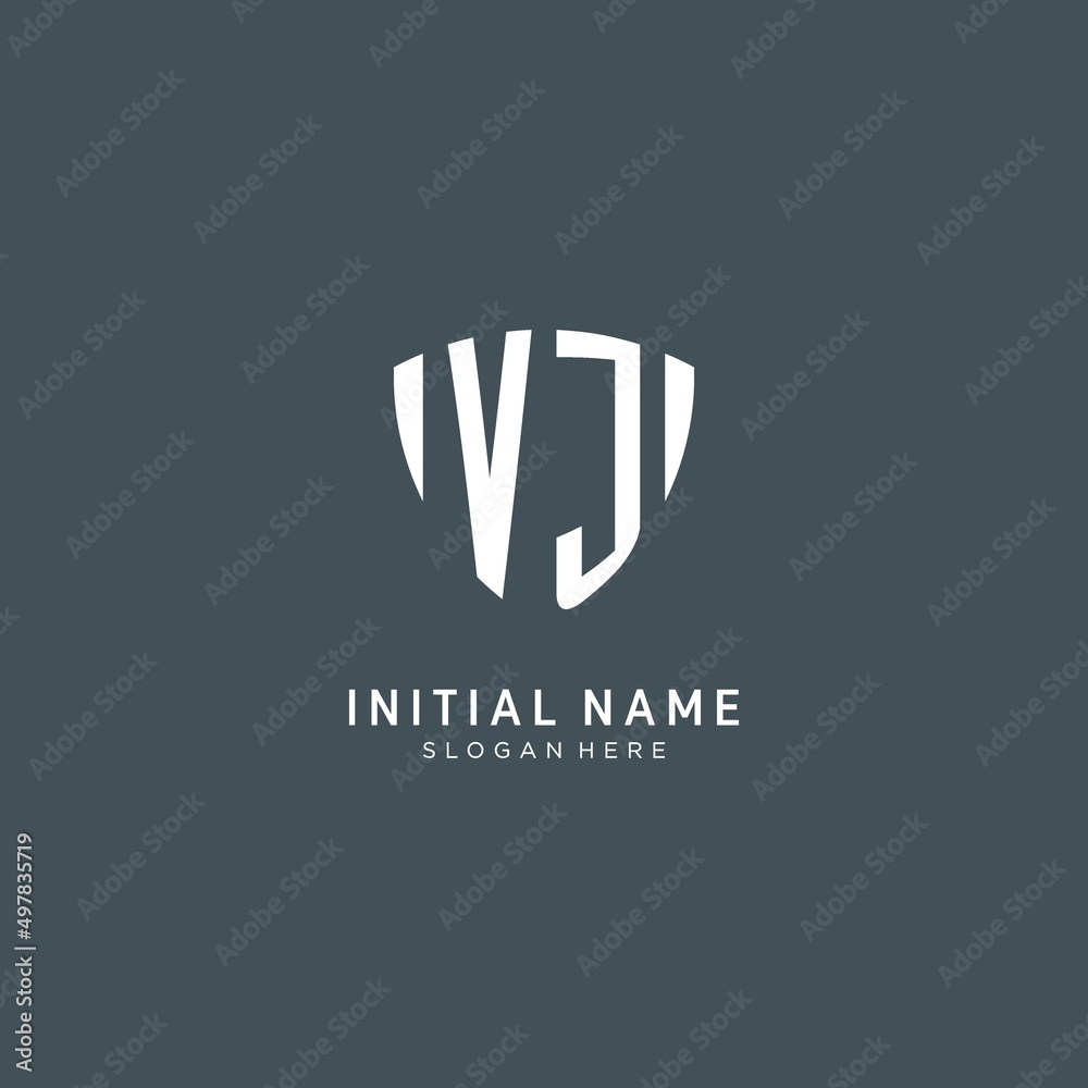 Initials VJ logo shield guard shape, creative logo design concept Stock ...