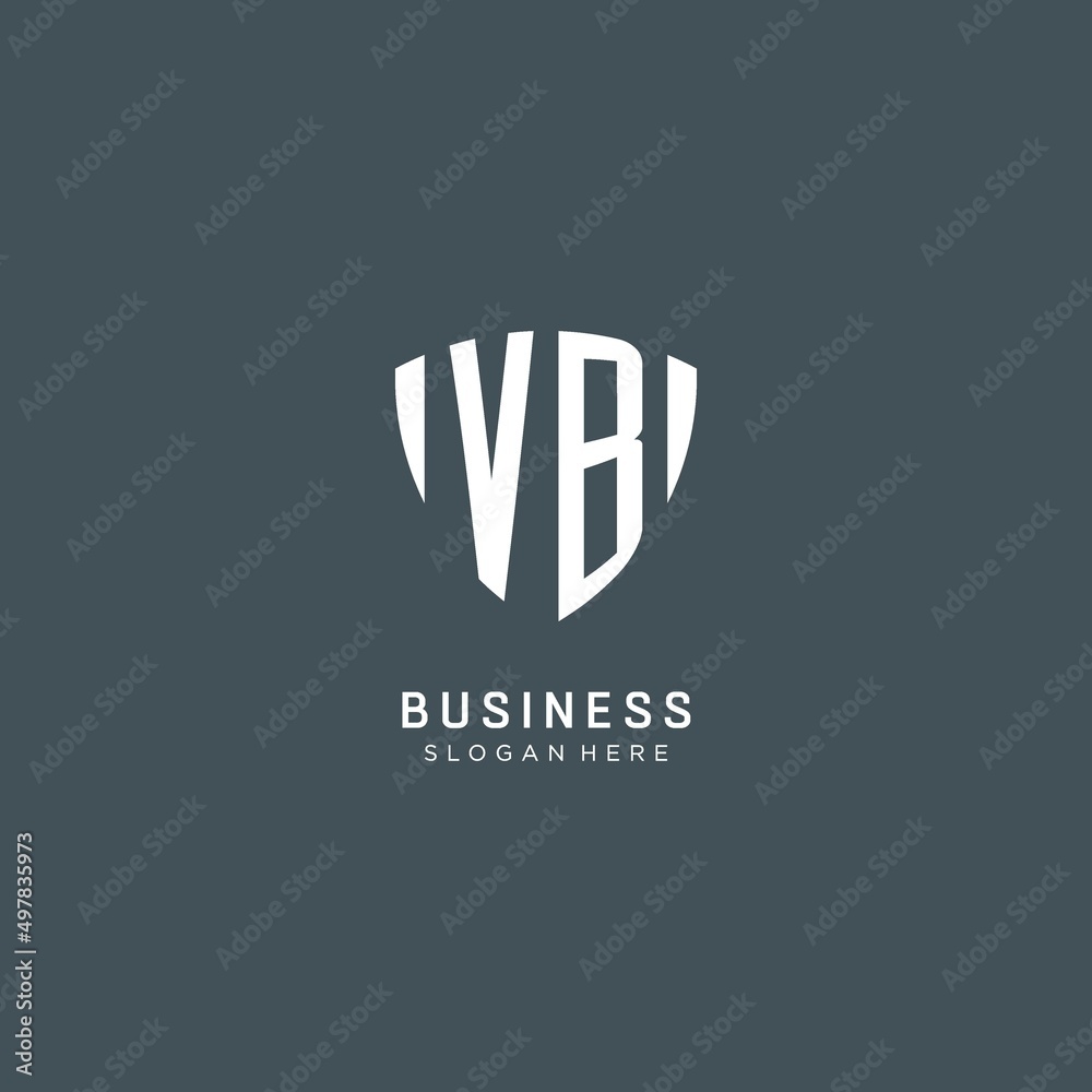 Initials VB logo shield guard shape, creative logo design concept Stock ...