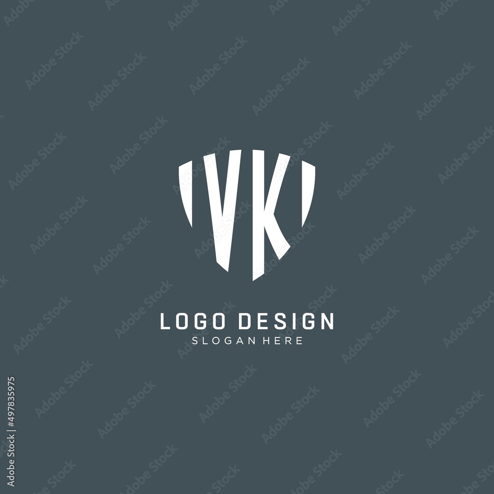 Initials VK logo shield guard shape, creative logo design concept Stock Vector | Adobe Stock