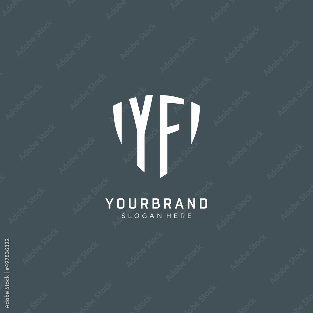 Initials YF logo shield guard shape, creative logo design concept Stock ...
