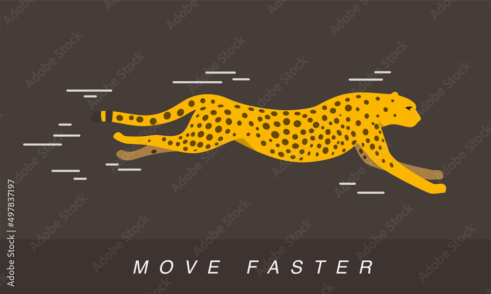 Cheetah running faster, side view, flat design, vector Stock Vector ...