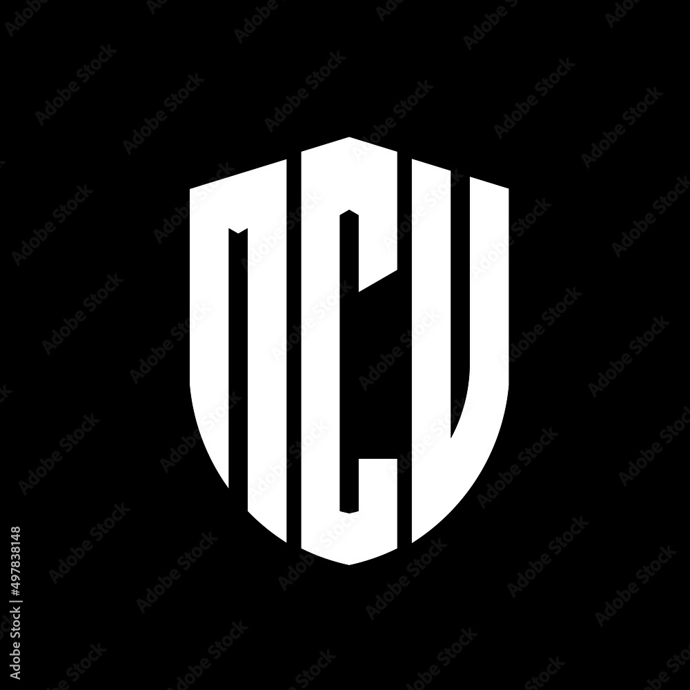 MCV letter logo design. MCV modern letter logo with black background ...