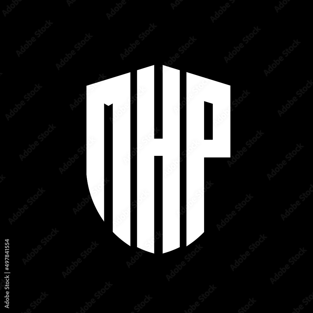 MHP letter logo design. MHP modern letter logo with black background ...
