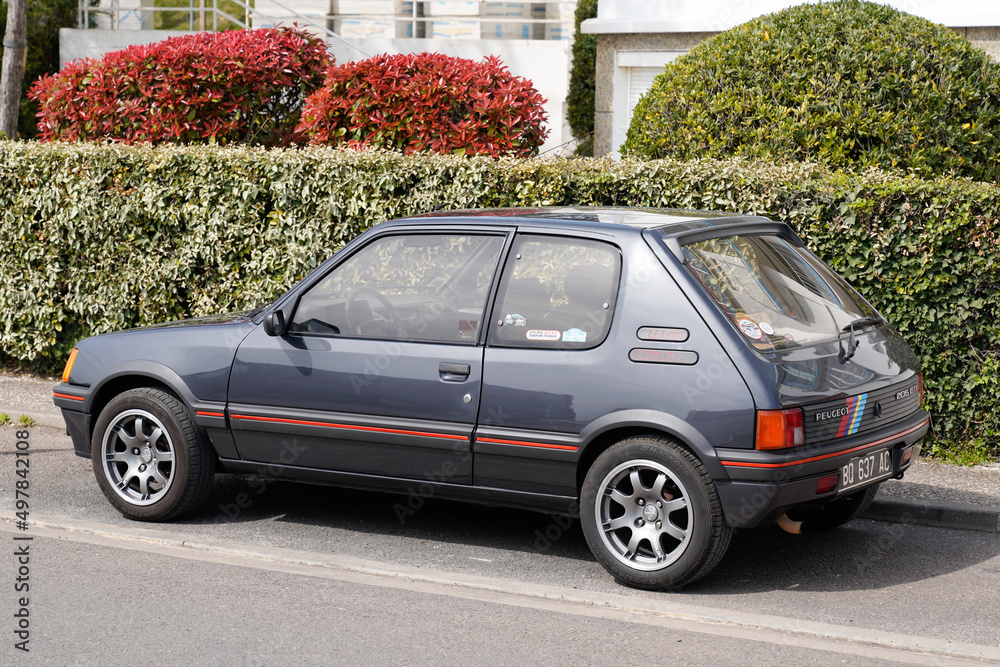 peugeot 205 gti old timer retro ancient vintage car french in street Stock Photo | Adobe Stock