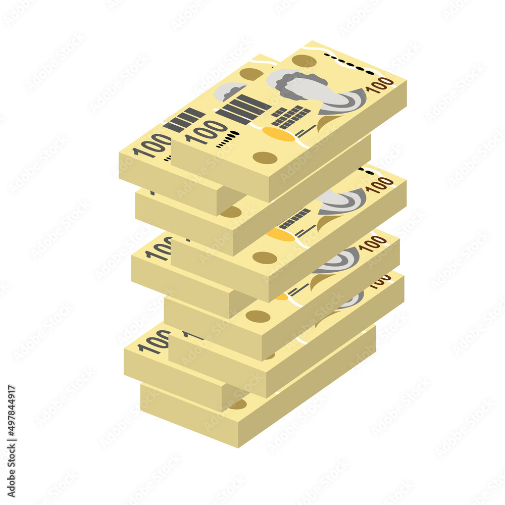 Fiji Dollar Vector Illustration. Fiji money set bundle banknotes. Paper ...