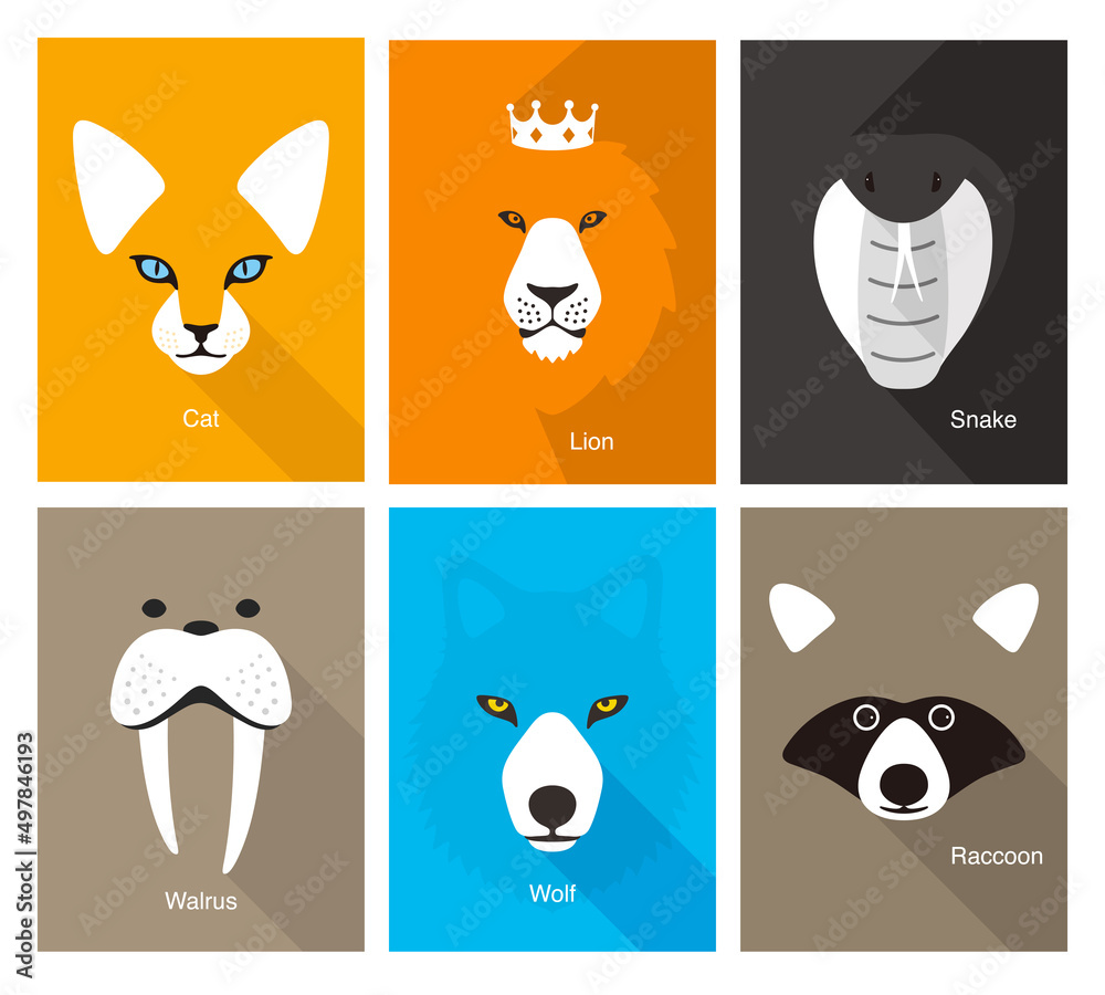 Simple animal portrait, flat vector illustration Stock Vector | Adobe Stock