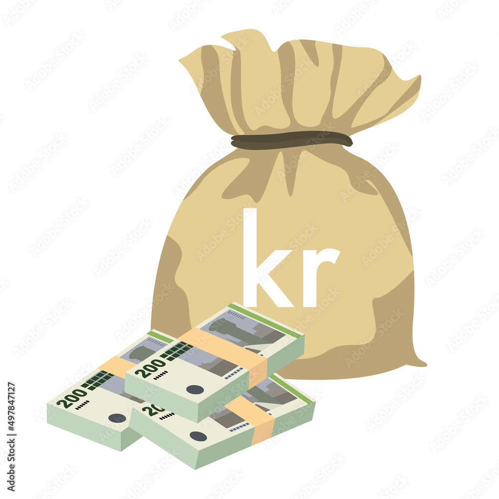 Danish Krone Vector Illustration. Denmark, Greenland, Faroe Islands ...