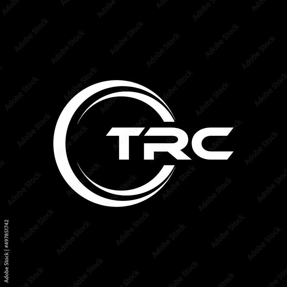 TRC letter logo design with black background in illustrator, vector ...
