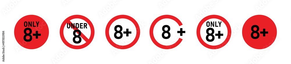 8 plus sign set. Eight. Age restrictions, censorship, parental control ...