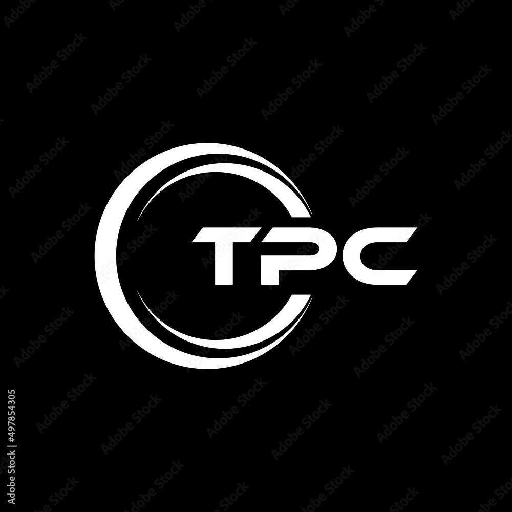TPC letter logo design with black background in illustrator, vector ...