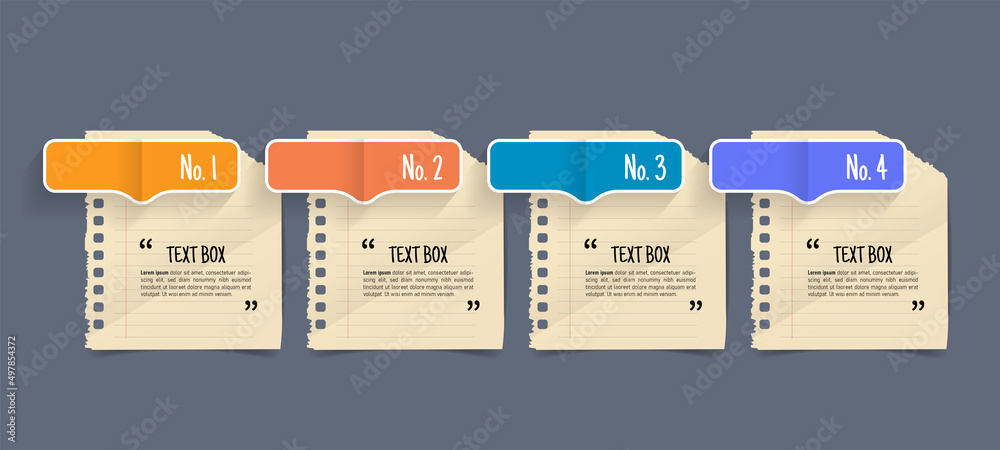 Text box design with note papers. Stock Vector | Adobe Stock