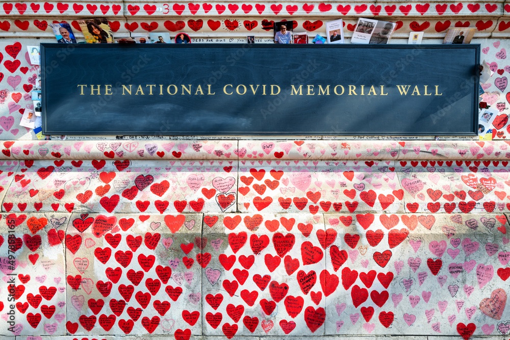 Detail of the National Covid Memorial Wall, Southbank. Hand drawn ...