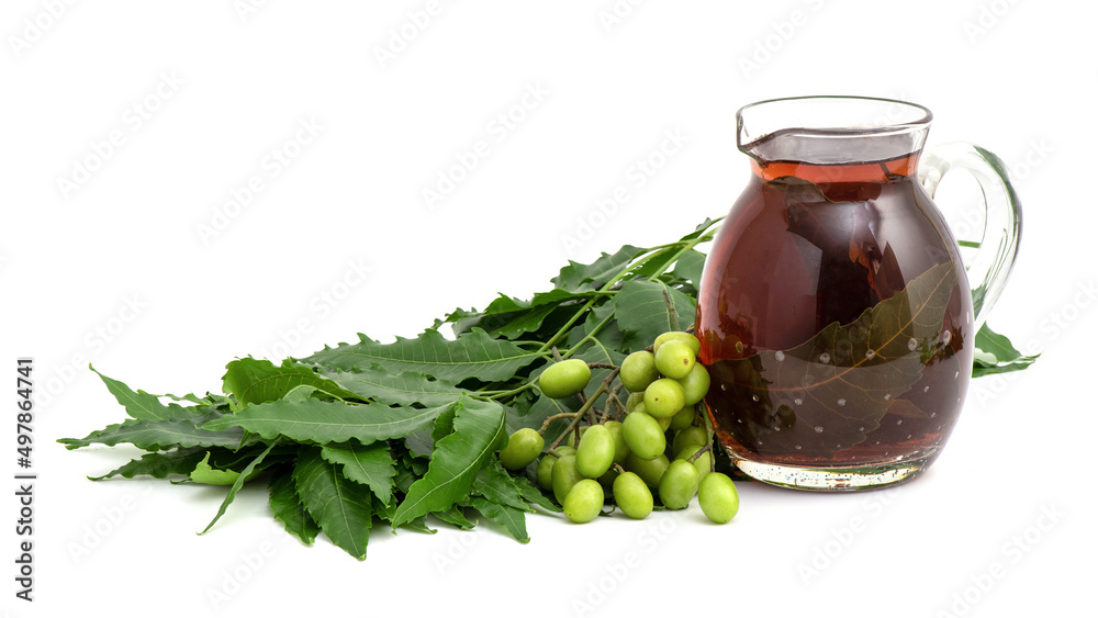 Boiled water from neem leaves isolated on white background. Stock Photo ...