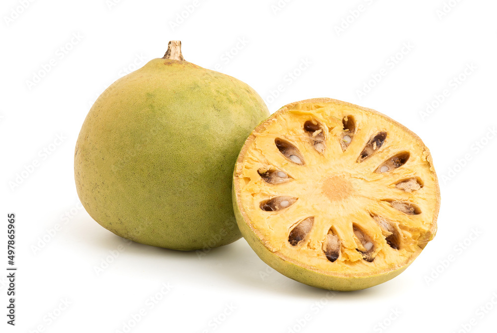 Bael fruits isolated on white background with clipping path. Stock ...