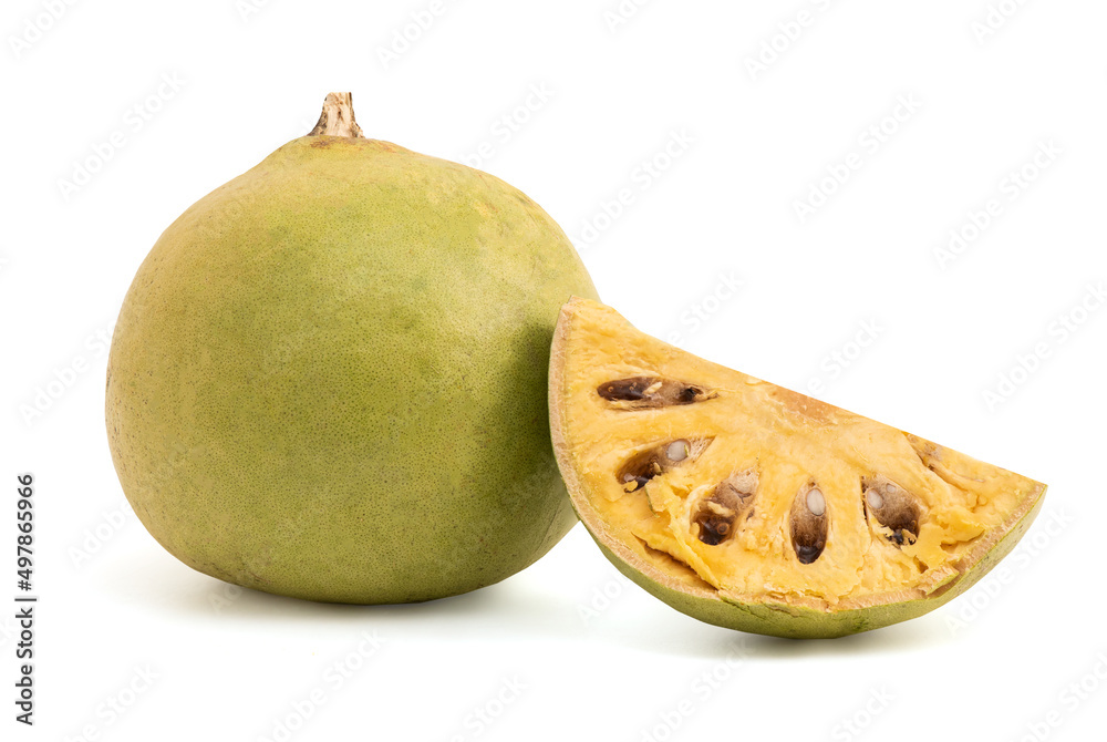 Bael fruits isolated on white background with clipping path. Stock ...