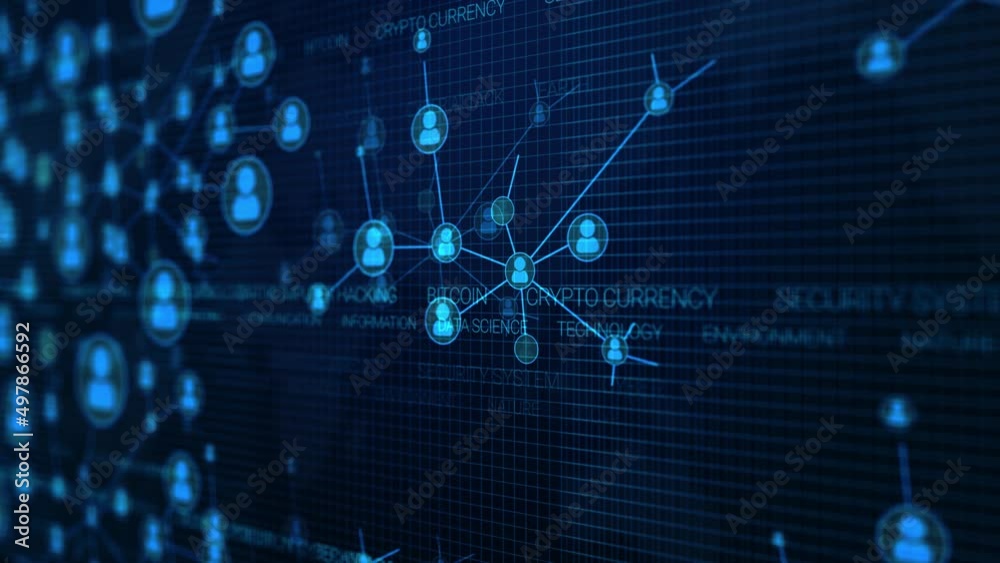 Social media network connection of people icons with connecting lines ...