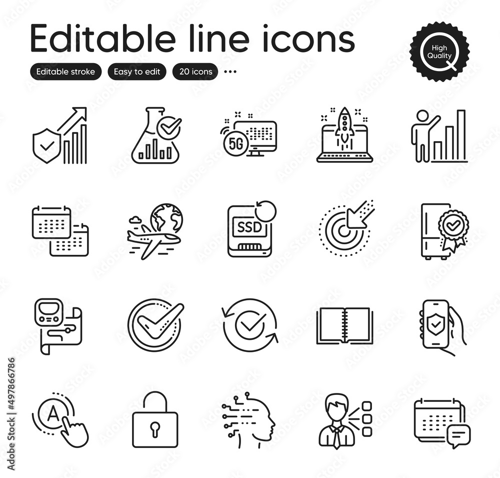 Set of Technology outline icons. Contains icons as Start business ...