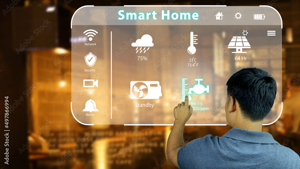 An Asian man is monitoring water quality and water levels coming from ...