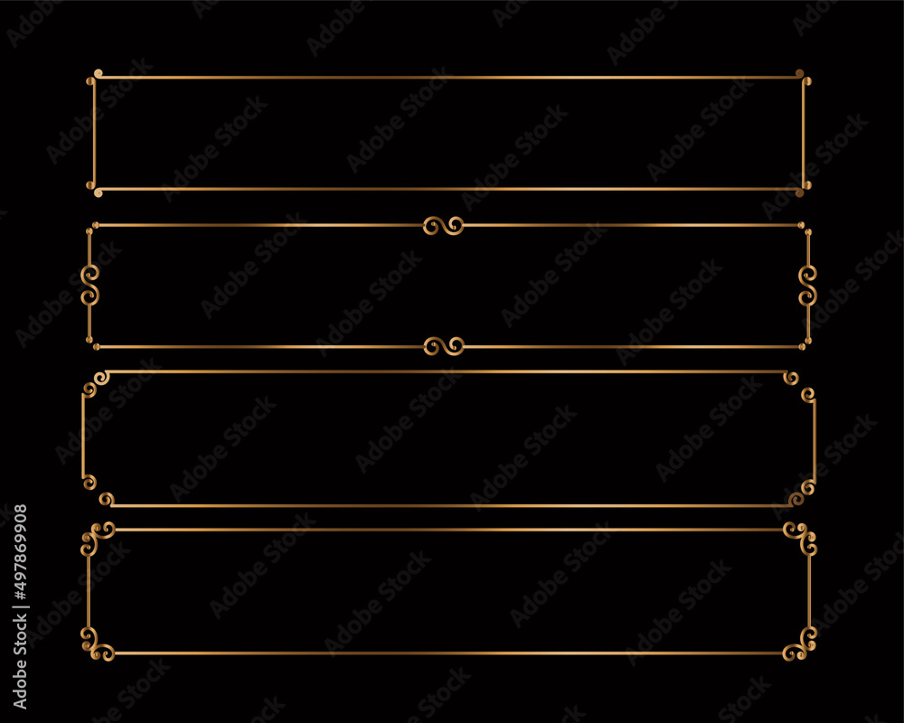 classic vintage decorative golden frames set of four Stock Vector ...