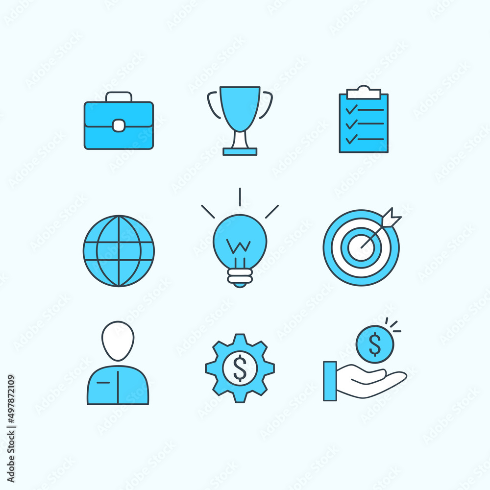 Blue Business Icons and Illustrations Set. This is a collection of ...